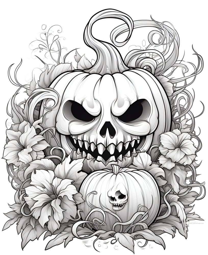 Omalovánky pro dospělé k vytisknutí - Strašidelný Halloween